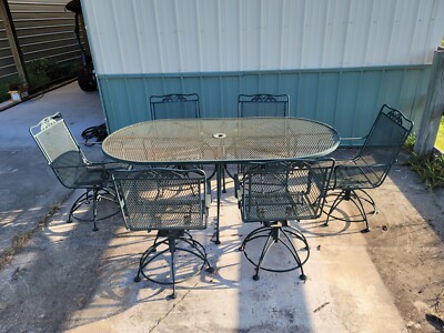 wrought iron patio furniture set used 7-piece | eBay