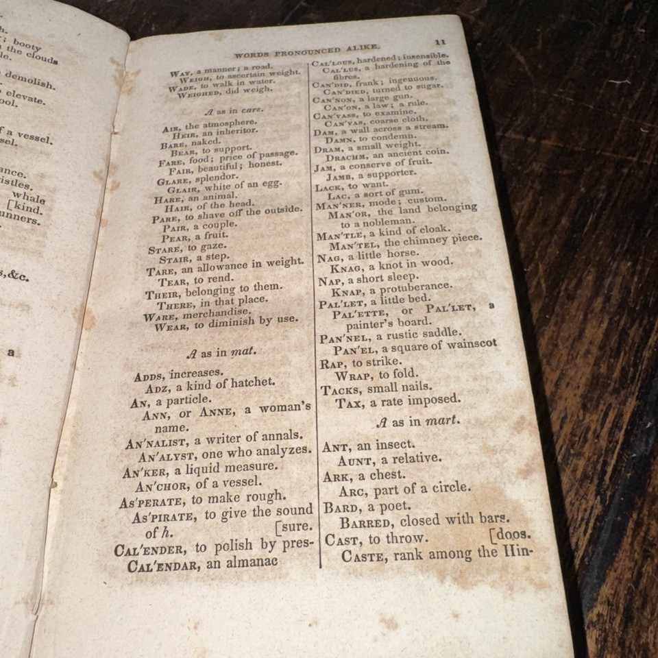 Antique 1852 The Scholar's Companion” Exercises Of The English Words 84 ...