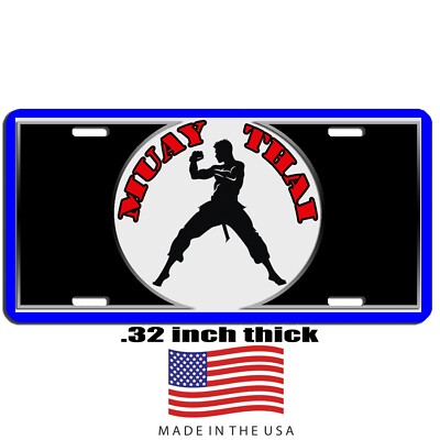 Muay Thai kick boxing Blue black aluminum vanity license plate car ...