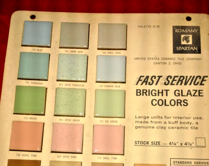 Vintage Romany Spartan Stylon Glossy USA 4-1/4" Coral Shell pink tile ...