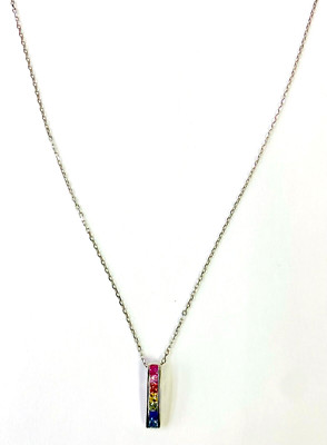 HSN Colleen Lopez Sterling Silver Multi Sapphire Pendant 20" with Chain ...