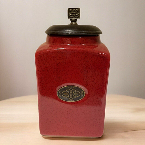 Pier 1 Import Brick Red Ceramic Canister with Vacuum Seal Home Decor ...