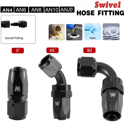 4AN 6AN 8AN 10AN 20AN STRAIGHT 45 90 120 DEGREE OIL FUEL SWIVEL HOSE ...