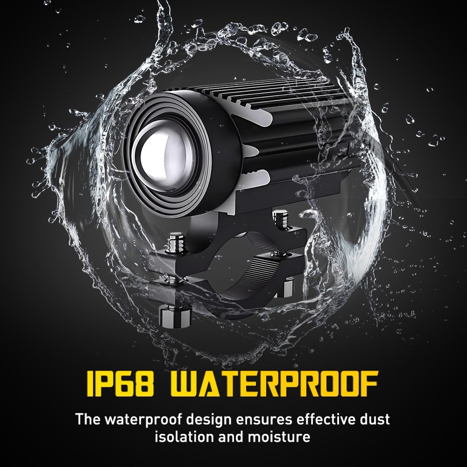 2X Motorcycle LED Headlight Yellow White Hi/Lo Spot Light Driving Fog ...