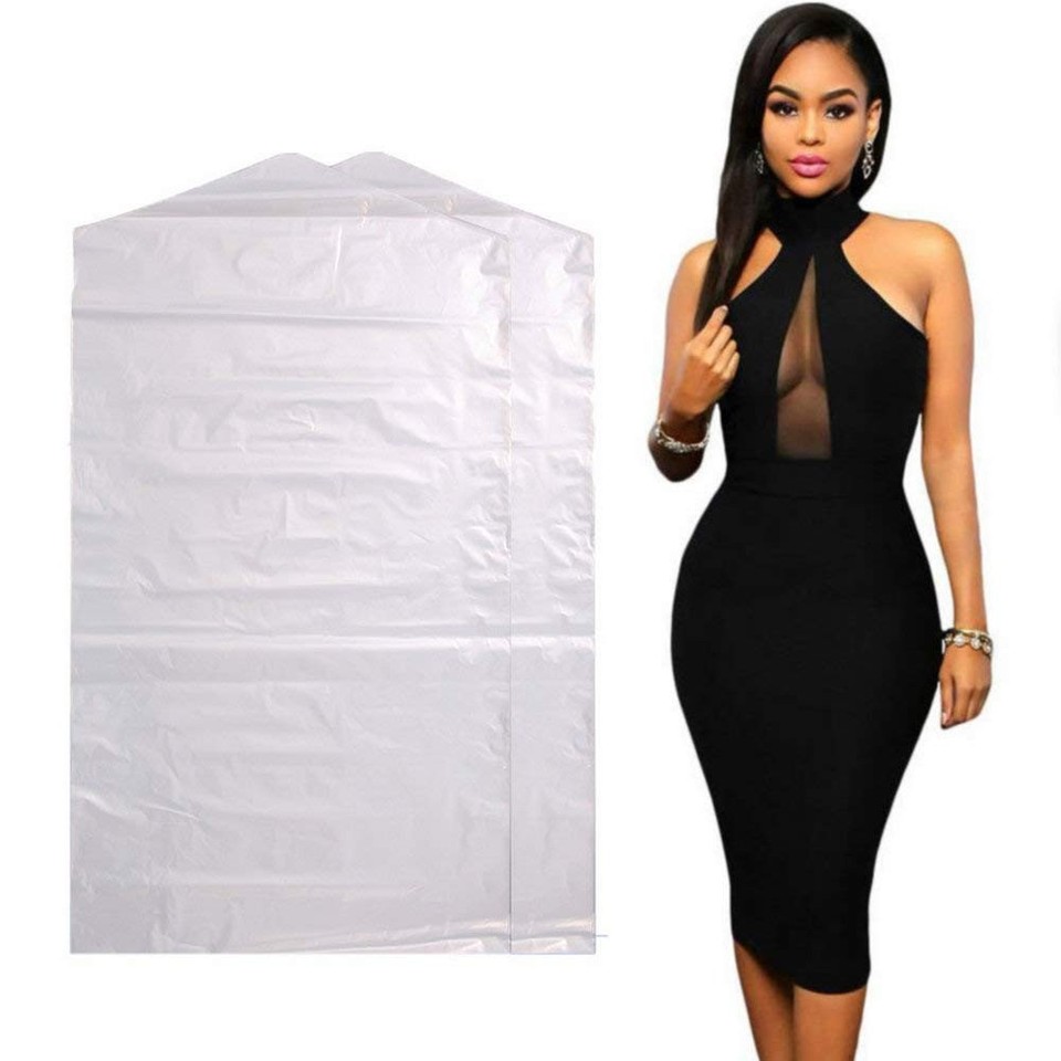 100 Pack Garment Bag Transparent Clothing Dust Cover Dustproof Hanging ...