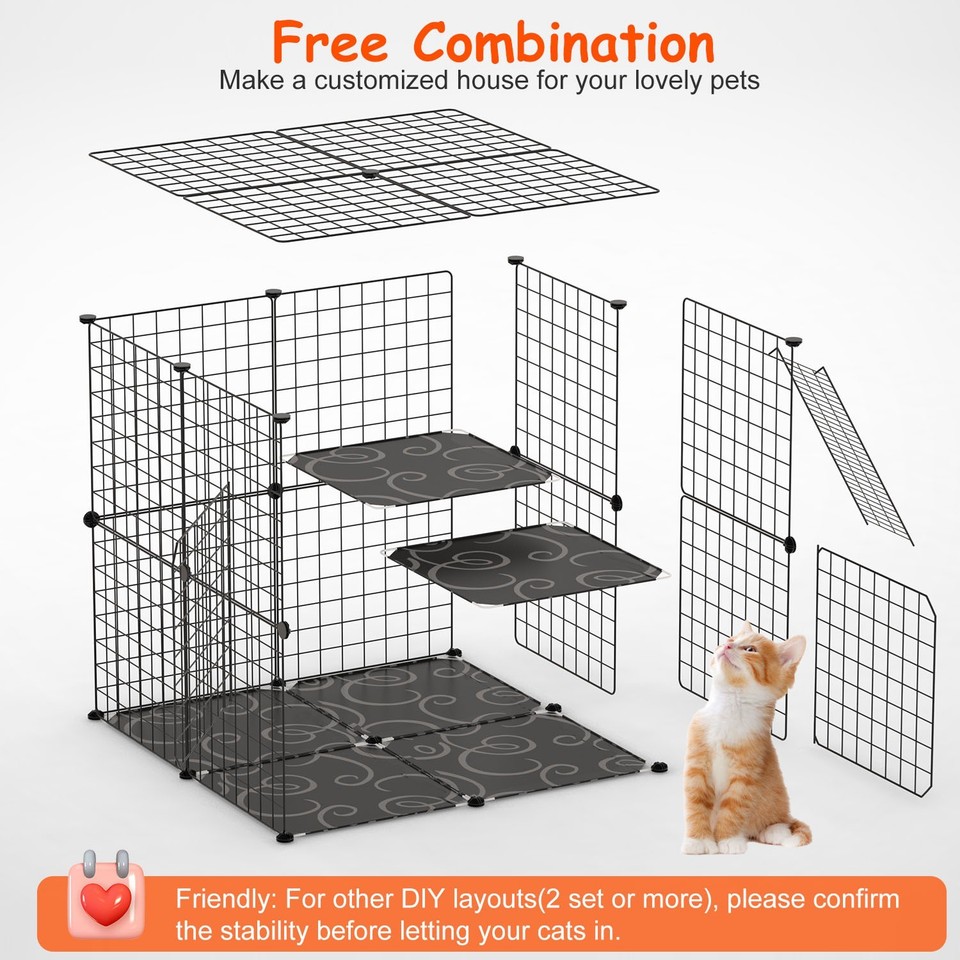 Heated Cat Cage Metal House with Waterproof Heating Pad Indoor Winter ...