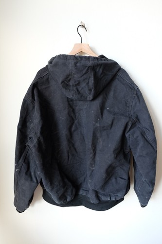 USA MADE Carhartt J131 BLK Thermal Lined Active Jac Hood Duck Work Wear ...