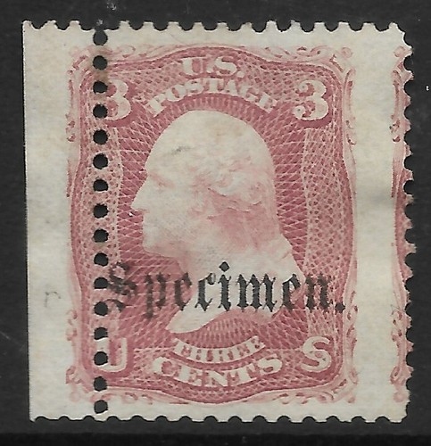 STAMPS-UNITED STATES. 1861. 3c Rose. Overprinted "SPECIMEN". Striking ...