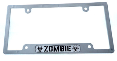 Zombie car License Plate Frame chrome plated plastic tag holder cover ...