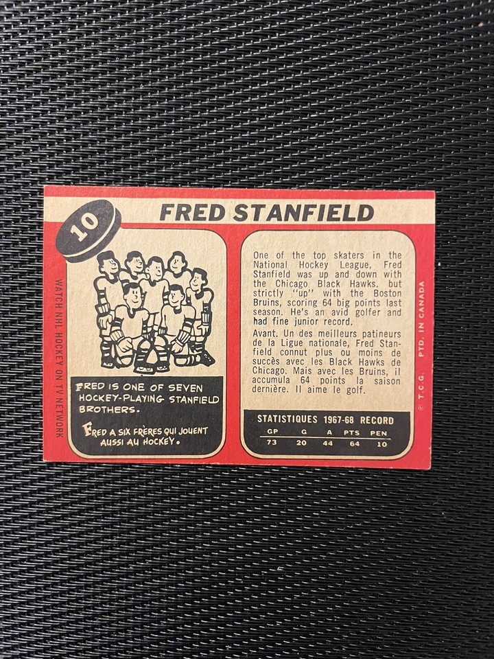 1968-69 O-Pee-Chee # 10 Fred Stanfield HIGH GRADE! (OPC) SHARP!! | eBay