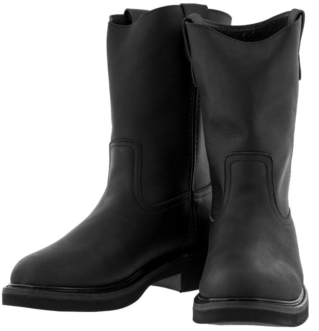 Mens Work Boots Genuine Leather Black Slip Resistant Pull On Soft Toe ...