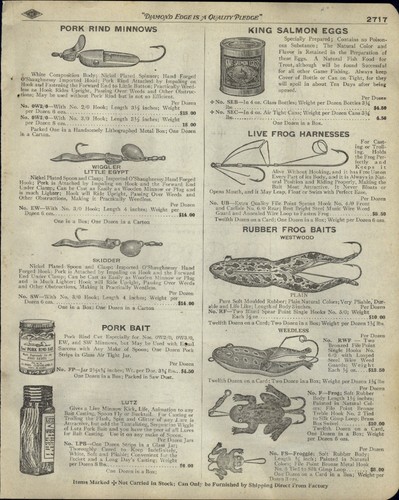 1918 PAPER AD Pork Rind Minnows Skidder Rubber Flog Bait Insect ...