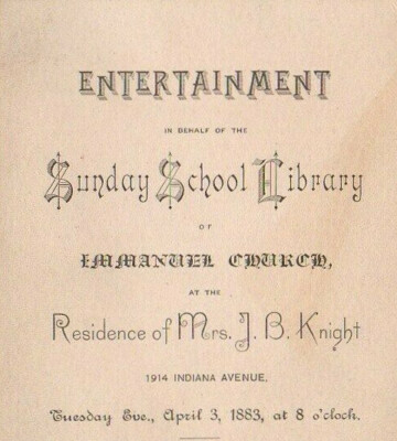 a2 Antique program 1883 emmanual church J.B. Knight Sunday School 826a ...