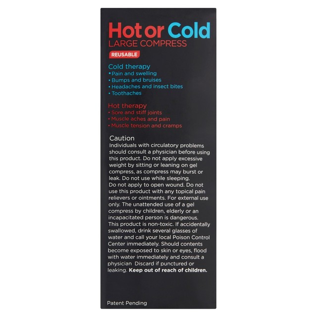 EQUATE Hot or Cold Large Compress Reusable 8in X 12in Straight to Skin ...