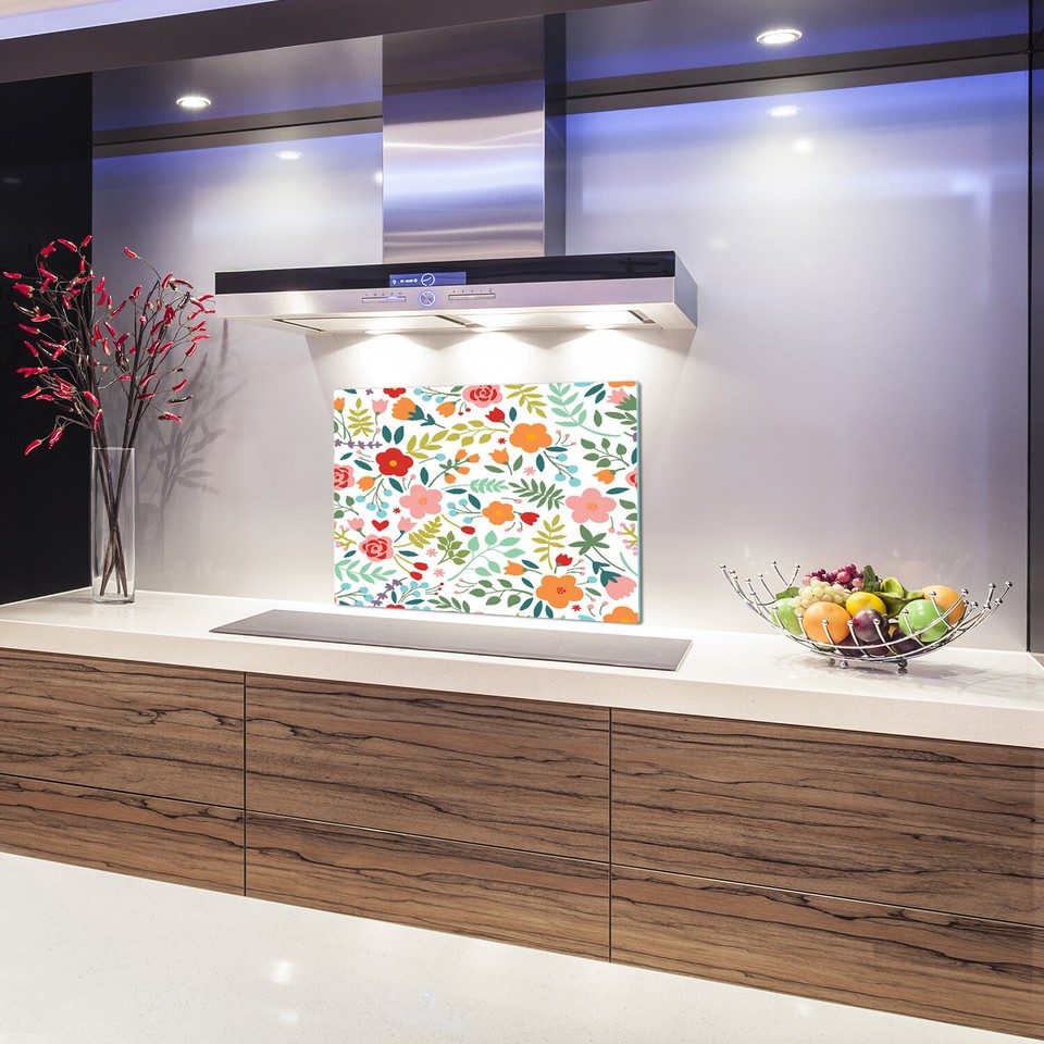 Glass Induction Ceramic Hob Cover Folk Vintage Floral Colourful 60x52 ...