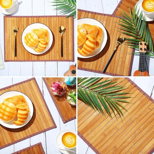 4 Bamboo Rectangle Placemats Table Mats Coasters Washable Heat ...