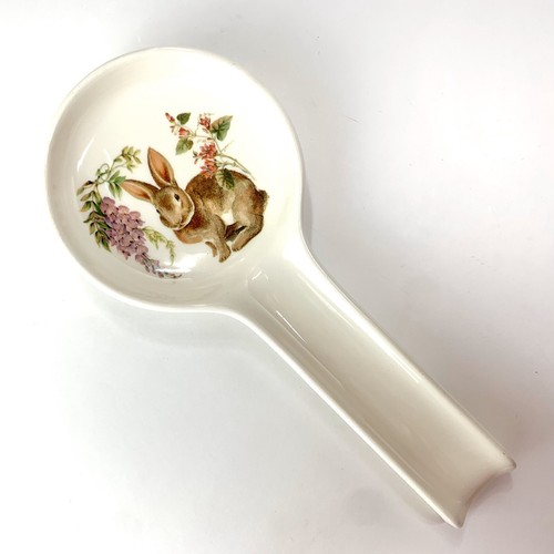 Easter Bunny Spoon Rest Bunny Rabbit Flowers Made ITALY Spring Kitchen ...