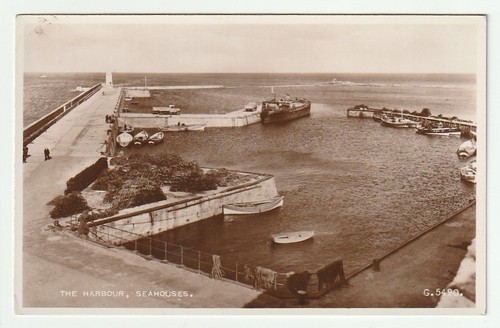 Seahouses, the Harbour, real photograph postcard, unposted, 1930s | eBay UK