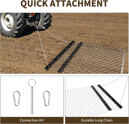 ATV Drag Harrow Rake UTV Tractor Attachment Chain Landscape Leveling ...