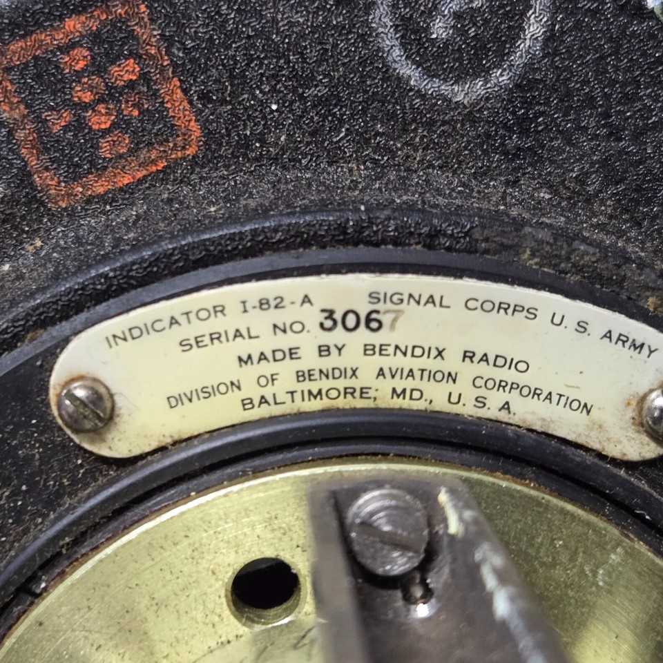 U.S. Army Signal Corps Aircraft Radio Compass Indicator I-82-A - Bendix ...