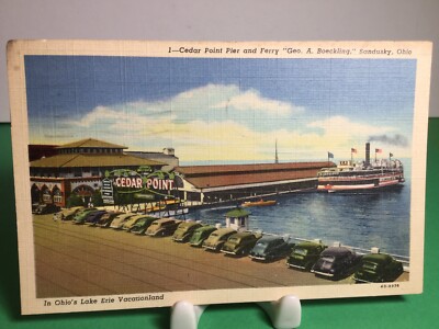 1949 POSTCARD OF CEDAR POINT PIER & FERRY SANDUSKY OH GEO.A. BOECKLING ...