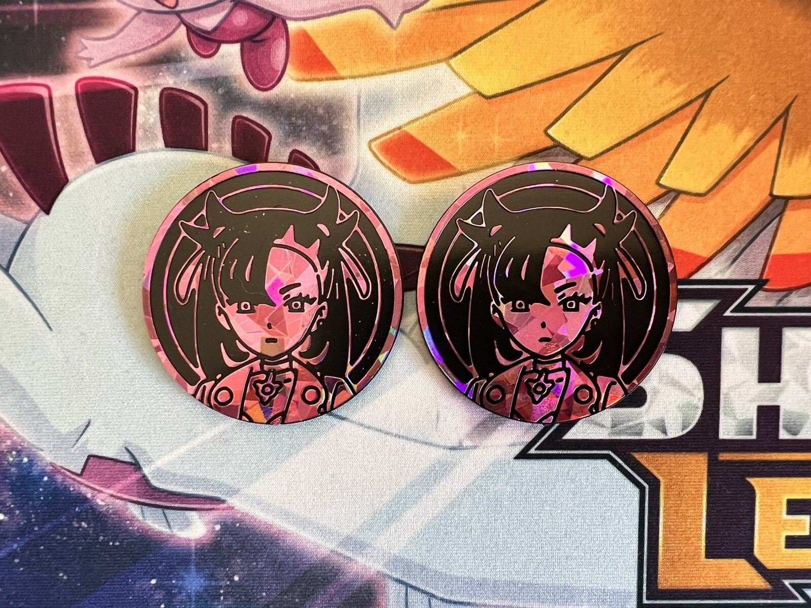 Pokemon Marnie Coin Premium Collection Pink Jumbo Holo (Set of 2 Coins ...