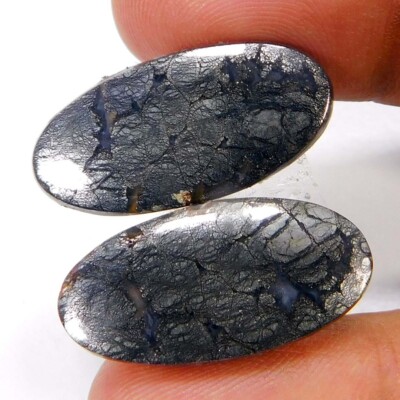 38.95Cts. Natural Untreated Marcasite Matched Pair Oval Cabochon Loose ...