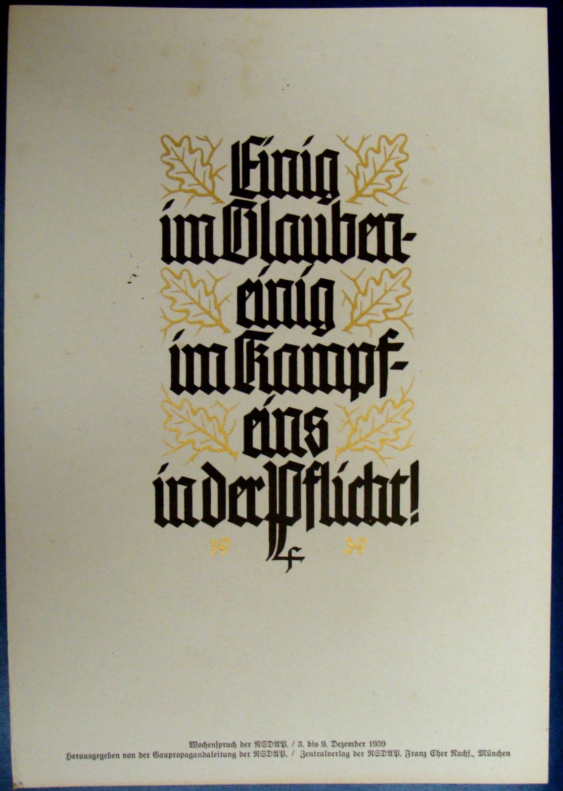 GERMAN ORIGINAL PROPAGANDA WEEK PLEDGE, YEAR 1939, # 20 | eBay