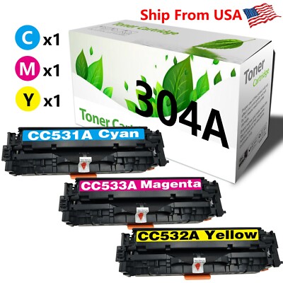 (3PK,CMY) CC531A-3A 304A Color Toner Cartridge for CP2025 2025n Printer ...