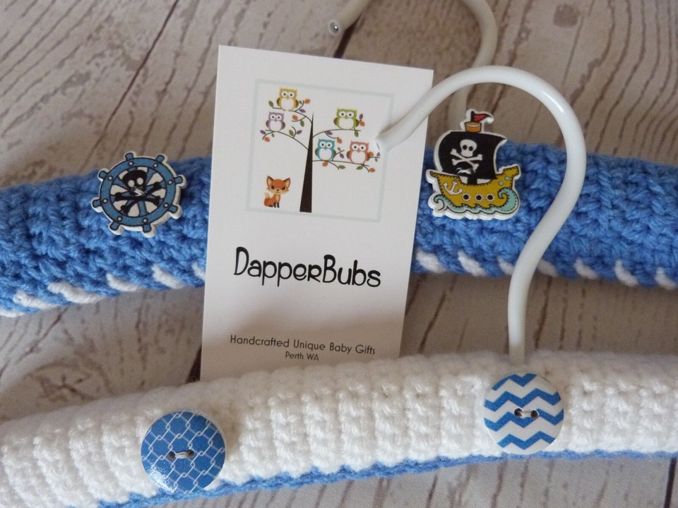 Toddler Baby Boy Girl Blue / White -2Coat Hangers - Baby Shower Gift ...