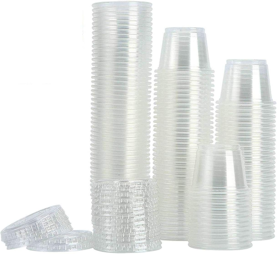 200-1Oz Clear Polypropylene Small Plastic Containers | Cups | with Lids ...