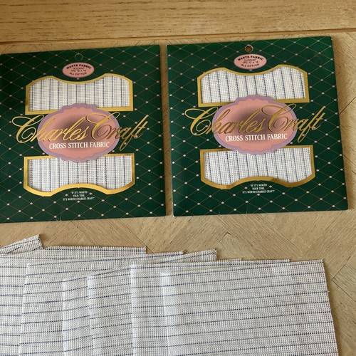 CHARLES CRAFT CROSS STITCH FABRIC - LOT OF 2 + MORE - 14 COUNT -12 X 18 ...