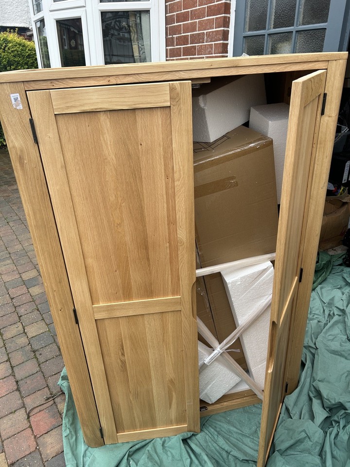 Oak Furniture Land Romsey Natural Solid Oak Double Wardrobe £940 RRP | eBay UK