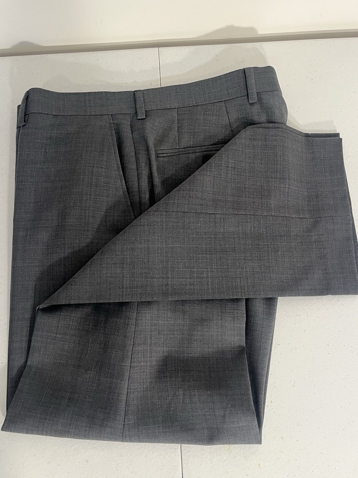 Crown & Ivy gray crosshatch 2-piece suit men size 38s flat pants 33x28 ...