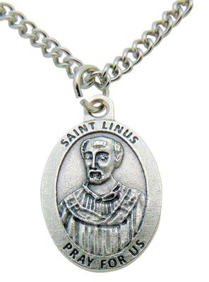 St Linus 3/4" Medal w/ Stainless Steel Chain Second Pope Saint made in ...
