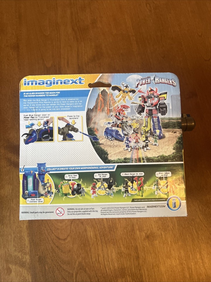 NEW Fisher-Price Imaginext Power Rangers Blue Ranger & Triceratops Zord ...
