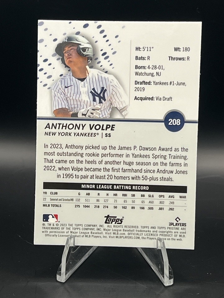2023 Topps Pristine Anthony Volpe #208 Rookie Card - Fresh From Pack ...