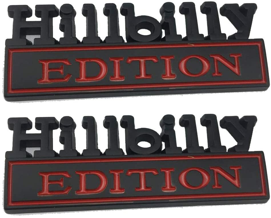 2pcs Red Black HILLBILLY EDITION Emblem 3d logo Nameplate Truck Badge ...