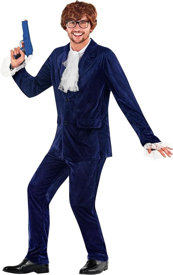 Men`s 60s Austin Powers Costume Adult Blue Gigolo Swinger Spy Suit ...