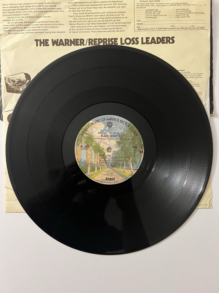 Black Sabbath Master Of Reality LP Vinyl Shrink Cover Warner Bros ...
