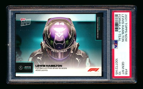 2021 TOPPS NOW F1 #56 LEWIS HAMILTON TEAL 1ST DRIVER TO 4K POINTS #28/ ...