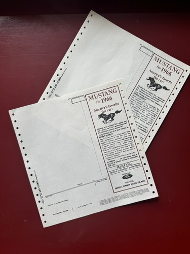1966 FORD MUSTANG Window Sticker Dealership Invoice | eBay