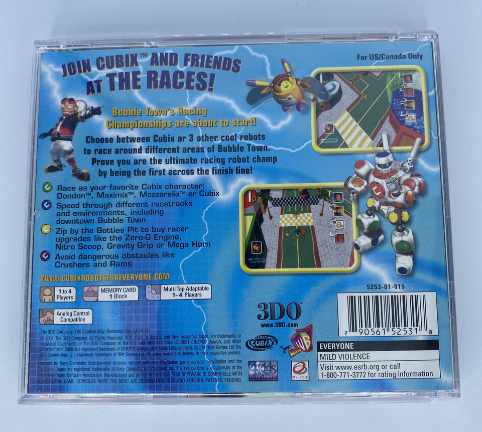 Cubix Robots for Everyone Race N Robots Play Station 1 PS1 w/Cubix Card ...