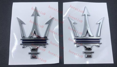 2x Chrome/Blue Side Emblem Badge For Maserati Quattroporte Levante MC20 ...
