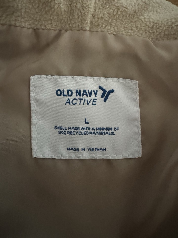 Women's Old Navy Hooded Sherpa Hybrid Jacket Large Mocha Taffy Beige ...