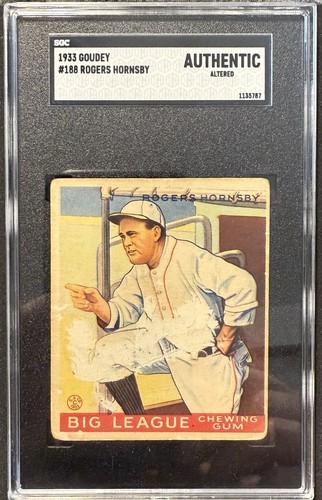 1933 Goudey 188 Rogers Hornsby - SGC Authentic HOF | eBay