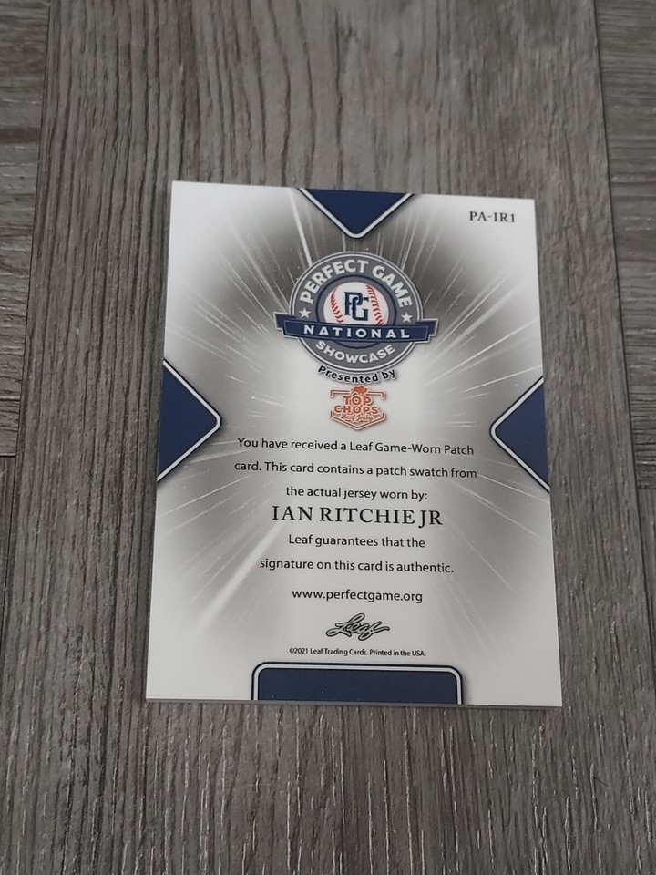 IAN RITCHIE JR 2021 LEAF PERFECT GAME SWEET PATCH AUTOGRAPHED ROOKIE ...