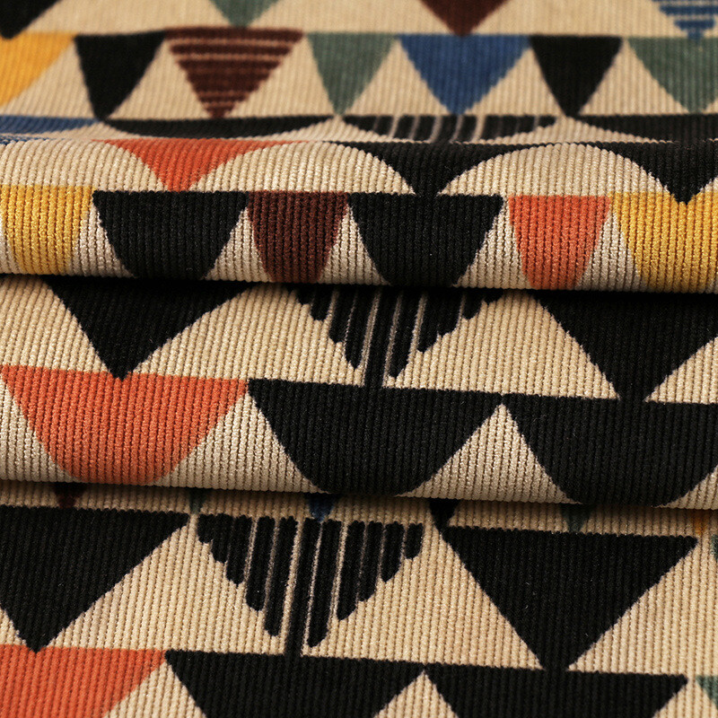 Geometric Triangles Print Corduroy Fabric Cloth Dress Clothes Sewing ...