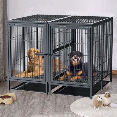 Extra Large 3XL Dog Kennel Cage Animal Playpen Fully Cover w/ Removable ...