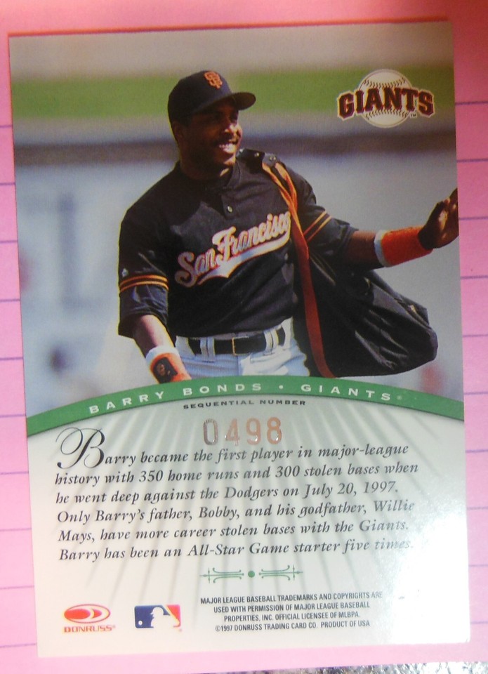 1997 Donruss Signature Series Millenium Marks Barry Bonds Auto, Forever ...
